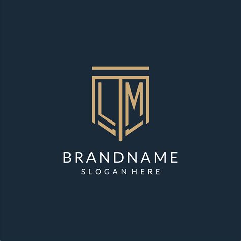 Initial LM Shield Logo Monoline Style Modern And Luxury Monogram Logo Design Vector