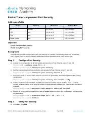 Implement Port Security Configuration Verification Course Hero