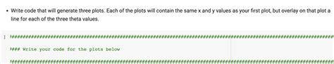 solved write code that will generate three plots each of