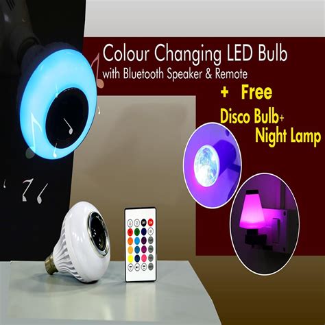 Buy Colour Changing LED Bulb With Bluetooth Speaker Remote Free