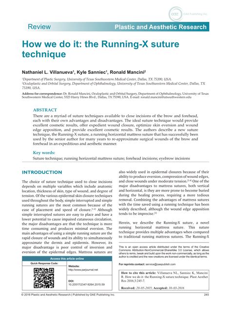 Pdf How We Do It The Running X Suture Technique