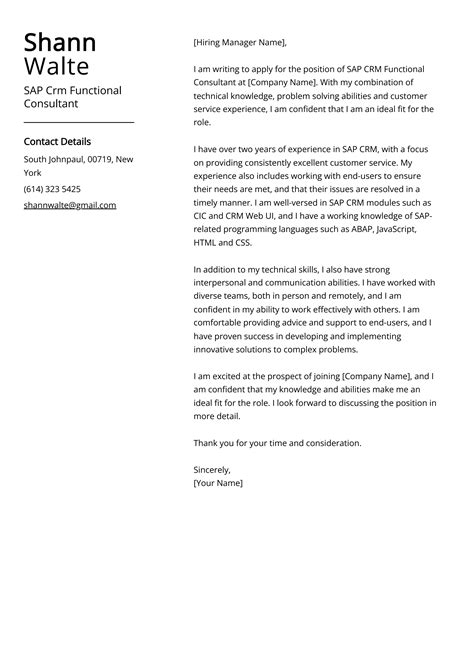 Sap Crm Functional Consultant Cover Letter Examples Template And 20 Tips