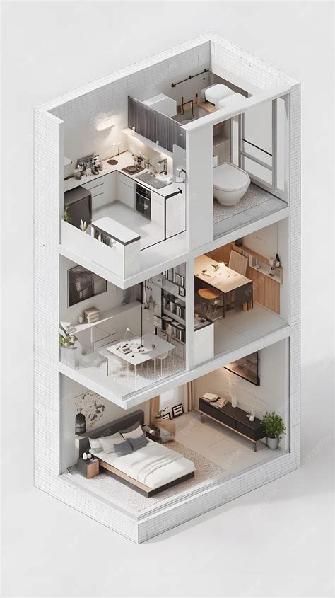 Modern Home Interior Design Cross Section Illustration Premium Ai Generated Image