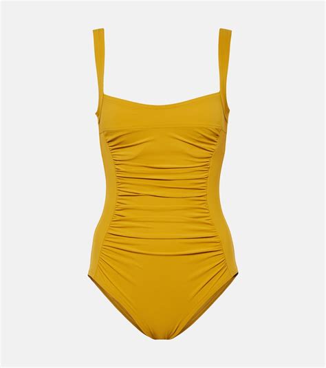 Basics Ruched Swimsuit In Yellow Karla Colletto Mytheresa