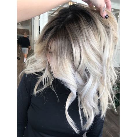 Ash Toned Platinum Blonde Dark Roots Blonde Hair