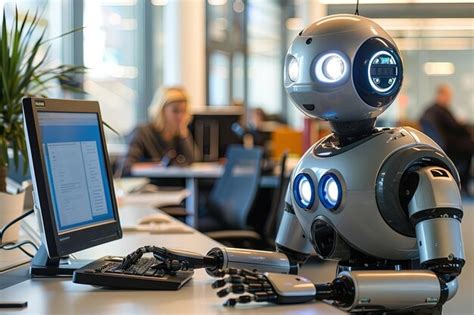 premium photo a humanoid robot in an administration office working