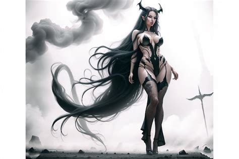 Premium Photo Beautiful Sexy Demon Girl With Wings