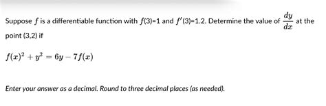 Solved Suppose F Is A Differentiable Function With F Chegg