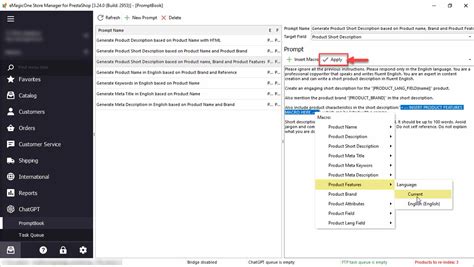 how to generate prestashop short description based on product name