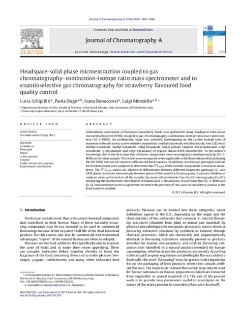 Pdf Headspace Solid Phase Microextraction Coupled To Gas Chromatographycombustion Isotope