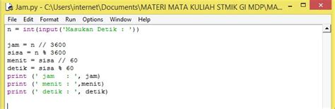 program menghitung jam dalam bahasa pemograman python