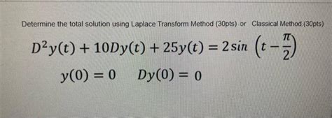 Solved Determine The Total Solution Using Laplace Transform Chegg