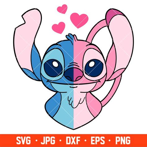 Stitch And Angel Svg Love Svg Valentines Day Svg Disney Svg Cricut