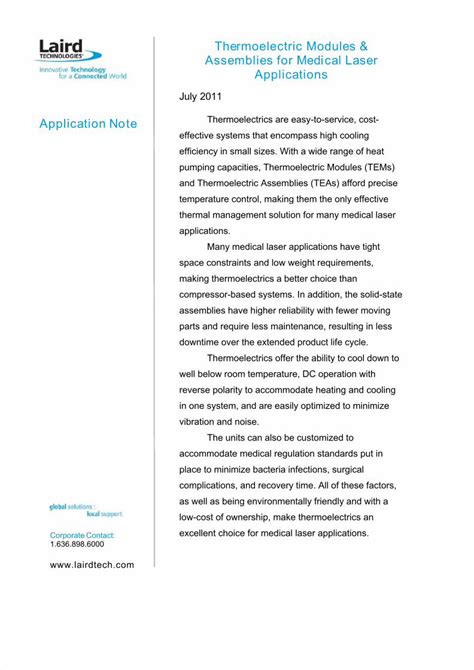 Pdf Thermoelectric Modules Assemblies For Medical Laser Applications