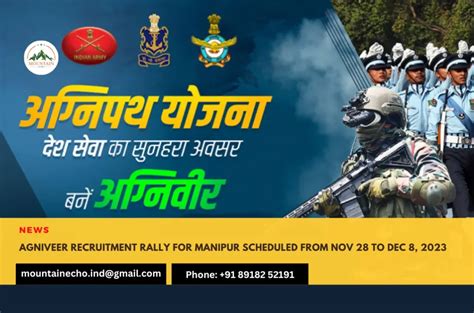 Agniveer Recruitment Rally For Manipur Scheduled From November 28 To