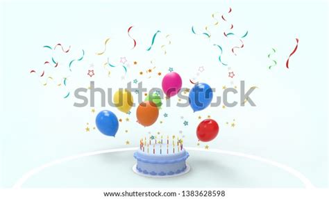 Happy Birthday Cake Interstellar Colorful Balloons Stock Illustration