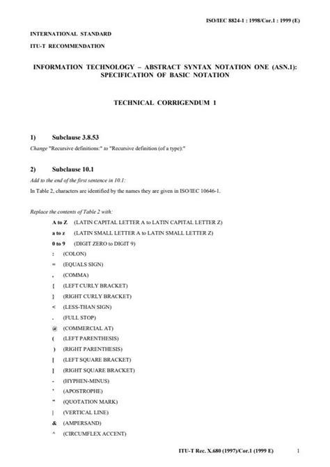 ISO IEC Cor Information Technology Abstract Syntax Notation One ASN