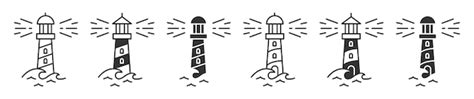 Premium Vector Lighthouse Icons Set Searchlight Tower Icons Lighthouse Navigation Beacons