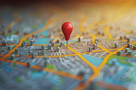 Map With Red Location Pin Gps Navigation And Destination Marker Concept