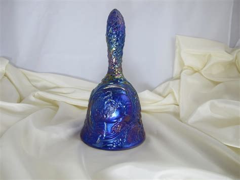 Fenton Blue Garden Of Eden Adam Eve Carnival Glass Bell Carnival Glass