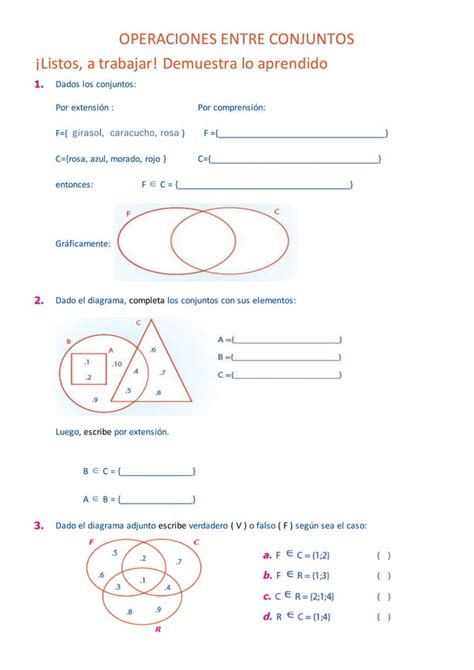 Operaciones Entre Conjuntos Para Quinto Grado De Primaria PDF