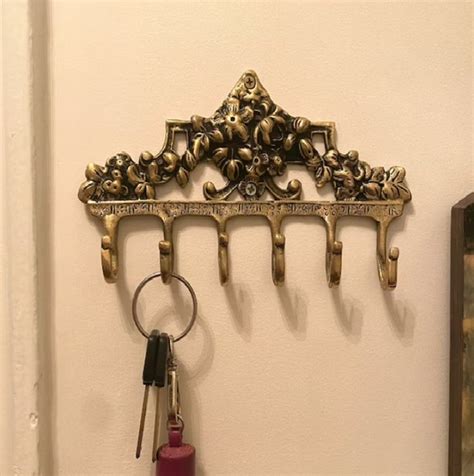 Antique Brass Victorian Floral Brass Hooks Vintage Wall Hooks Hangers