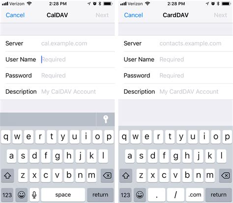 connecting cpanel calendar and contacts to ios and ipados