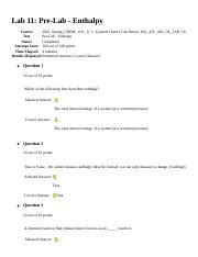 Lamar University Chem 1111 Lab 11 Pre Lab Enthalpy Docx Lab 11 Pre Lab Enthalpy Course