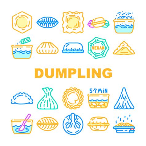 Dumpling Delicious Meal Recipe Icons Set Vector 17315321 Vector Art At