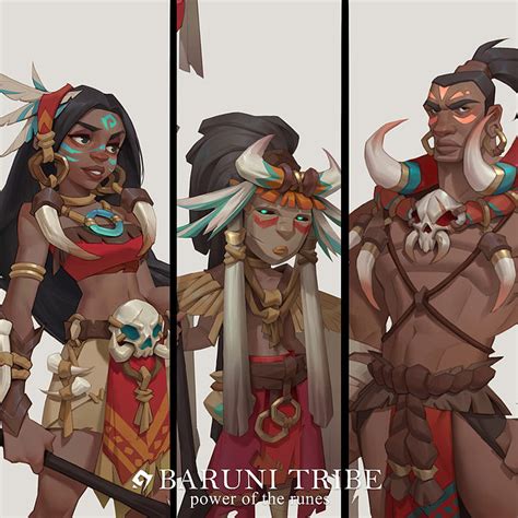 Baruni Tribe the power of runes 野格 three different characters in a