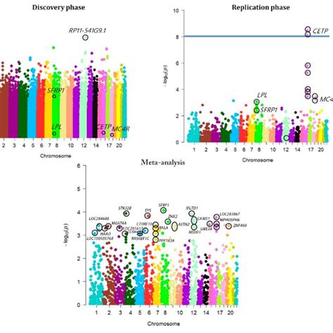 manhattan plot of association p values for metabolic syndrome mets in