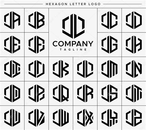 Conjunto de vectores de diseño de logotipo de letra J hexágono moderno Plantilla gráfica de