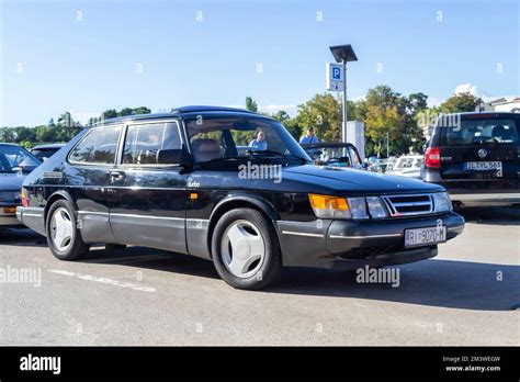 A Black Saab 900 Turbo A Classic Old Timer Car From The 1980s And