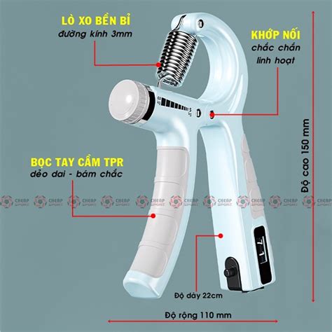 Kìm Bóp Tay Tập Cơ Tay Điều Chỉnh Lò Xo 05 60kg Có Đếm Số Dụng Cụ Tập