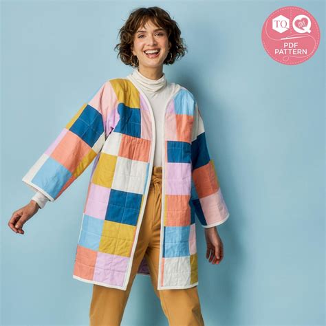 Quilted Jacket Pattern Sewing Pattern Patchwork Coat Squares Quilt Jacket Love Patchwork