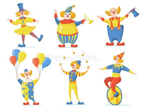 Colección De Payasos Alegres Personajes De Dibujos Animados En Circo