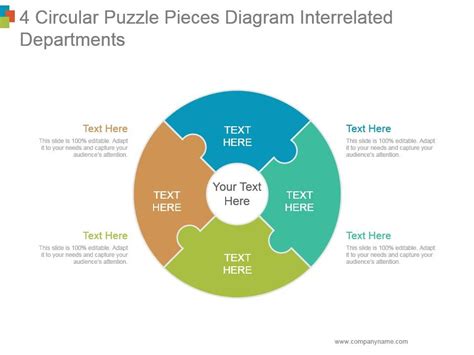 4 Circular Puzzle Pieces Diagram Interrelated Departments Powerpoint Graphics Presentation