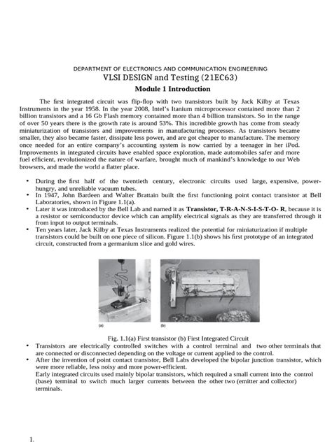 21ec63 Vlsi Design Module1 Pdf Field Effect Transistor Mosfet