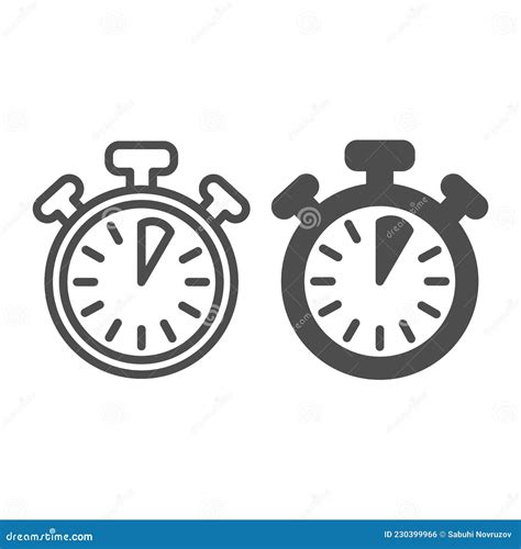 Stopwatch With Buttons 5 Seconds Timer Chronometer Line And Solid