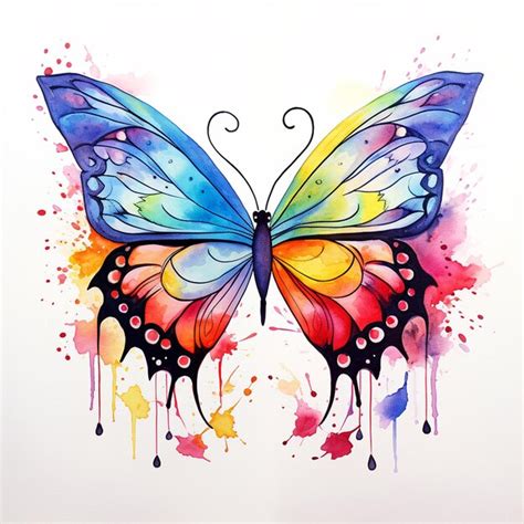 Premium AI Image A Beautiful Butterfly Water Color Drawing