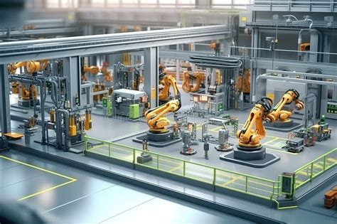 Car Factory 3d Concept Automated Robot Arm Assembly Generative Ai Stock Illustration