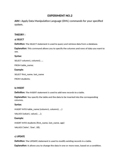 Dbms Exp 2 Pdf Sql Information Technology Management