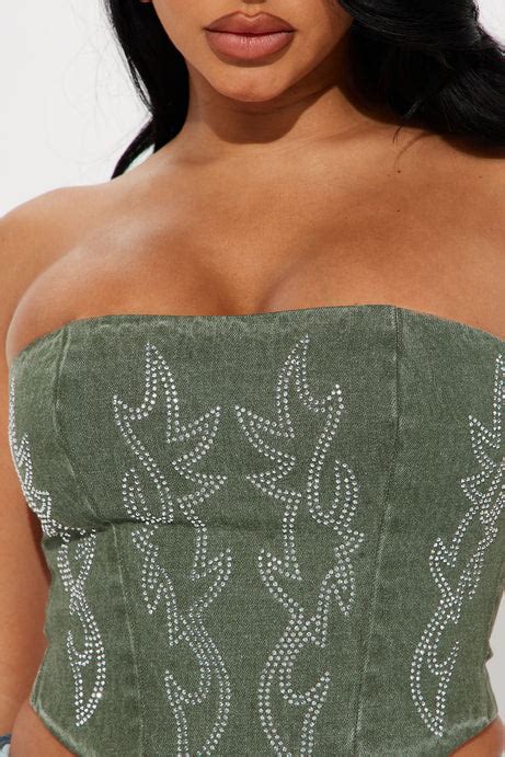 Jessie Embellished Corset Top Green Fashion Nova