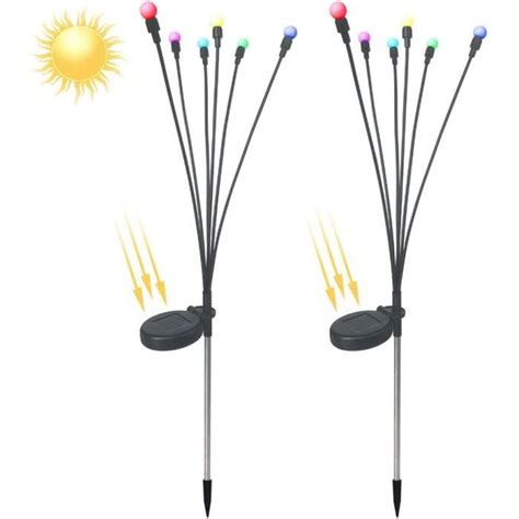 Lot De 2 Lampes Solaires Lucioles Avec 12 Boules Étanchéité Ip65