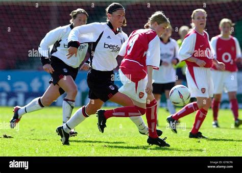 Arsenals Ellen Maggs Is Marked By Fulhams Katrine Pederson During The Fa Nationwide Womens