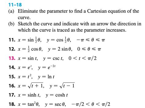 Solved A Eliminate The Parameter To Find A Cartesian Chegg