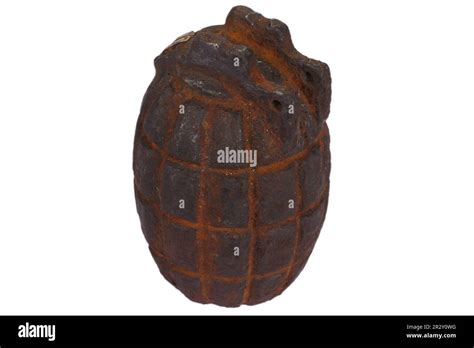 Rusty Hand Grenade WWI Era Isolated On White Background Stock Photo Alamy