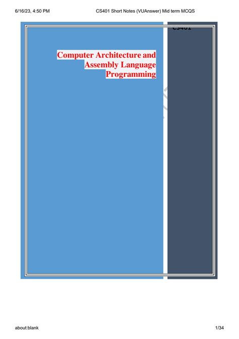 SOLUTION Cs401 Short Notes Vuanswer Mid Term Mcqs Studypool