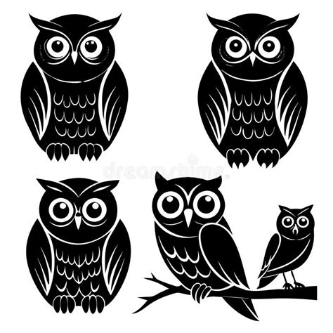 Owl Designs Black White Stock Illustrations 803 Owl Designs Black