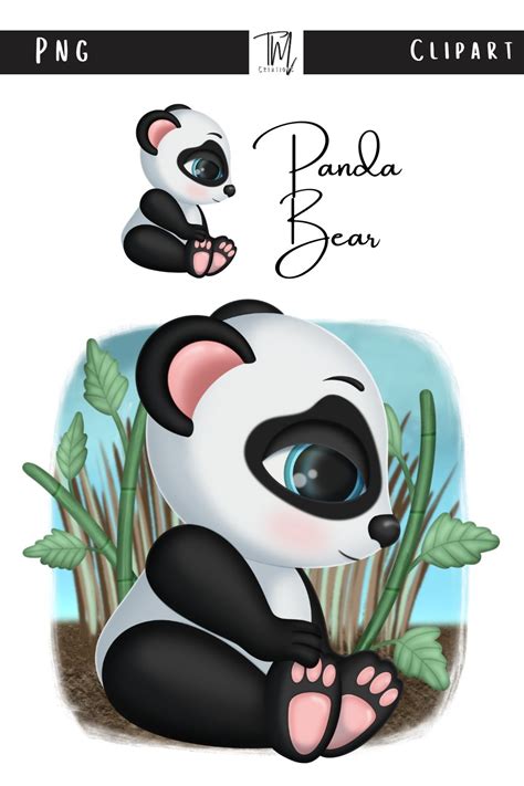 Baby Panda Bear Clipart Png Sublimation Printable